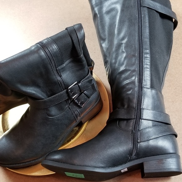 torrid | Shoes | Torrid Black Double Buckle Side Zip Knee Boot | Poshmark